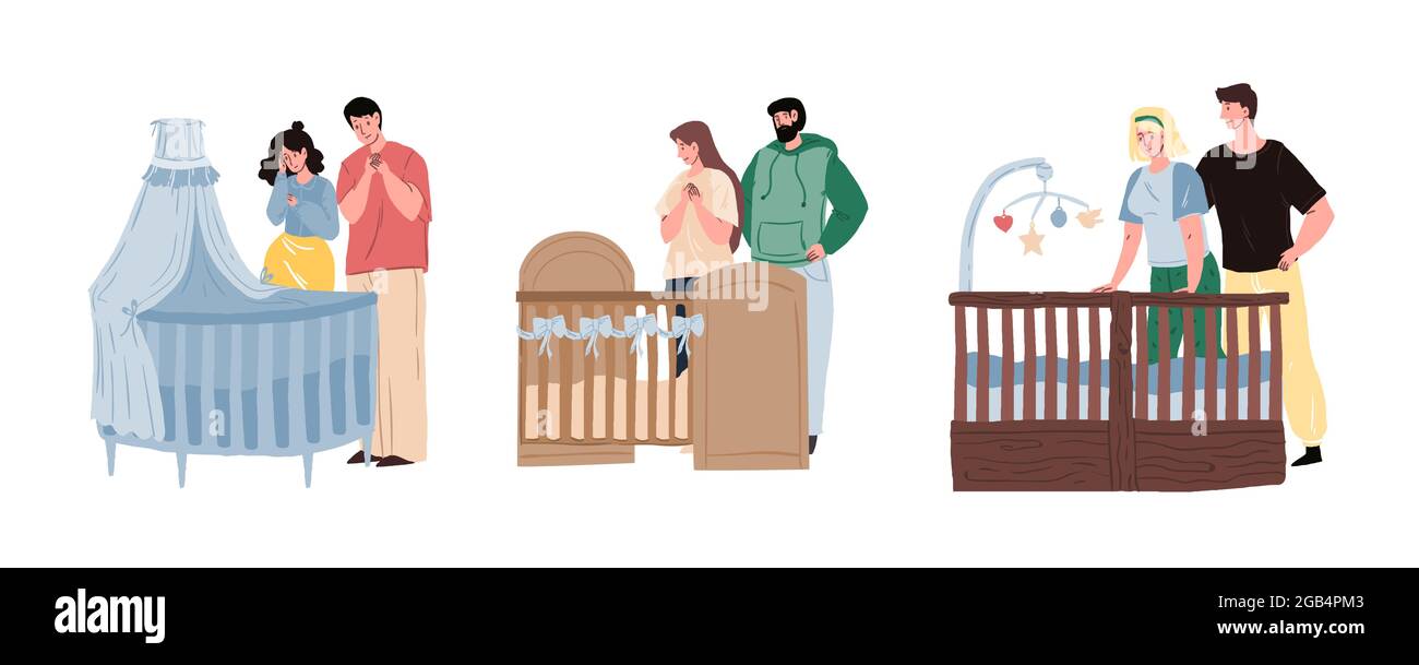 Flat cartoon characters future parents,set of vector illustration ...