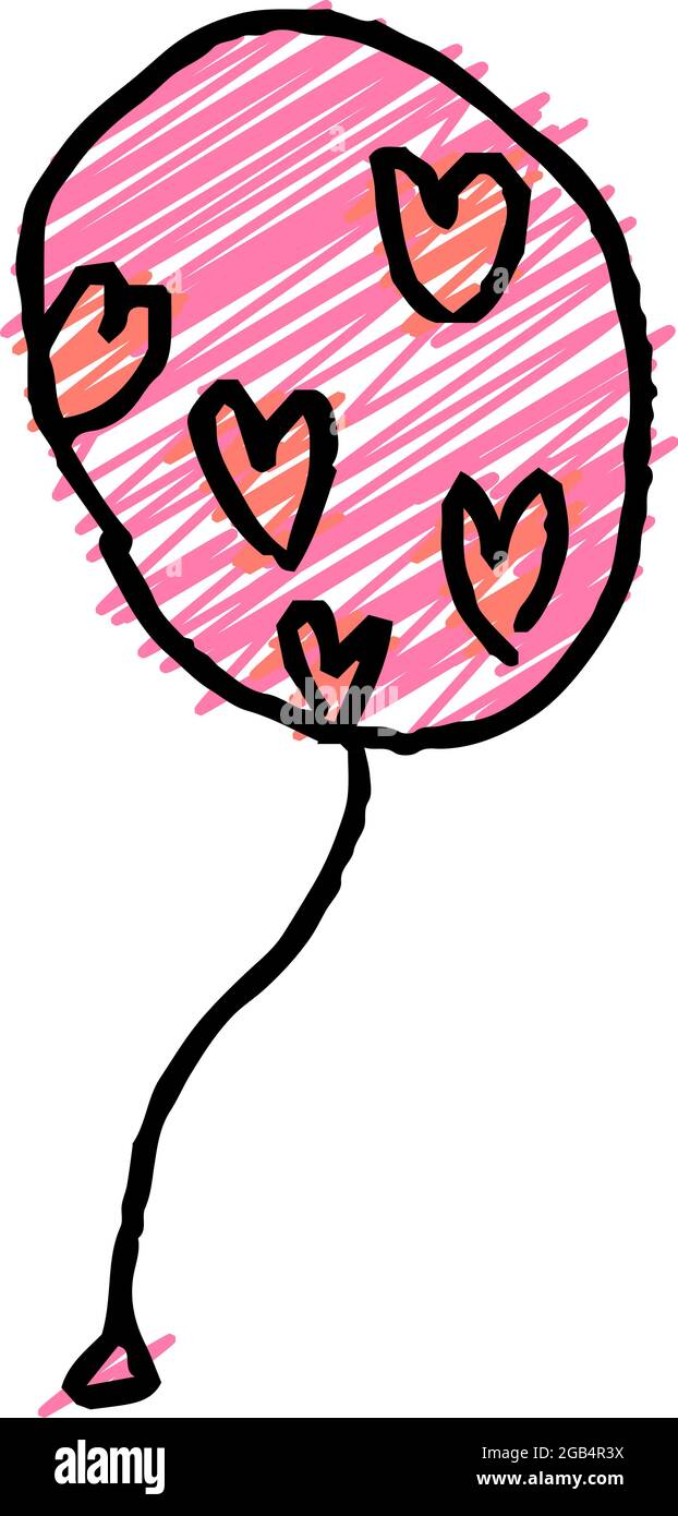 This is a illustration of Cute balloon scribble drawn by a child Stock ...