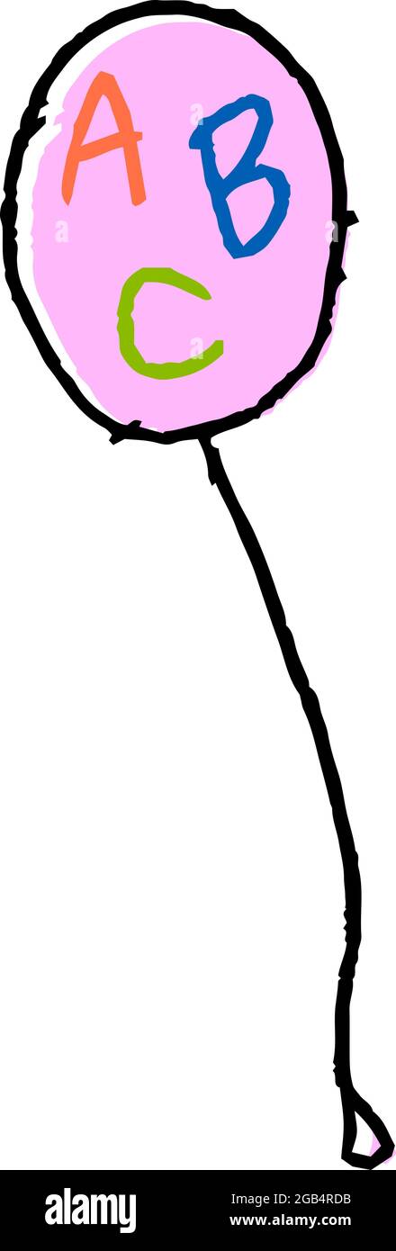 This is a illustration of Cute balloon scribble drawn by a child Stock ...