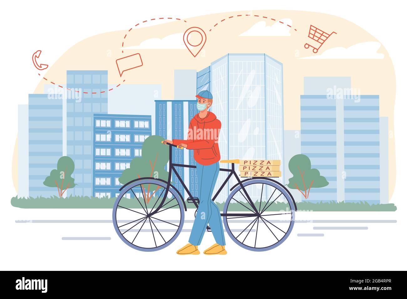 Flat cartoon character,workflow of order delivery service during ...