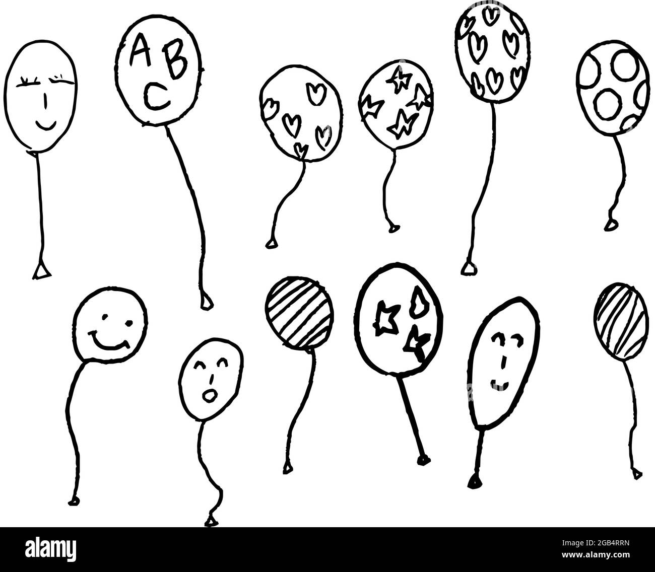 This is a illustration of Cute balloon scribble drawn by a child Stock ...
