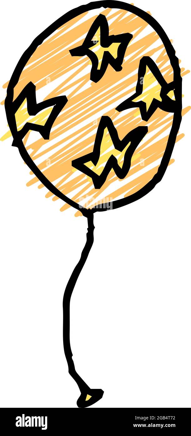 This is a illustration of Cute balloon scribble drawn by a child Stock ...