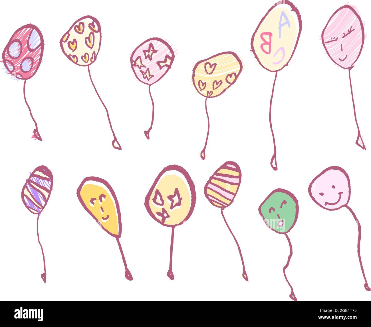 This is a illustration of Cute balloon scribble drawn by a child Stock ...