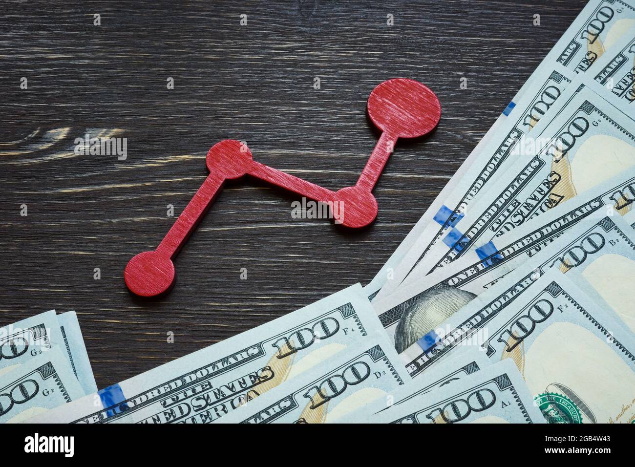 Business success concept. Rising arrow and money as symbol of growth ...