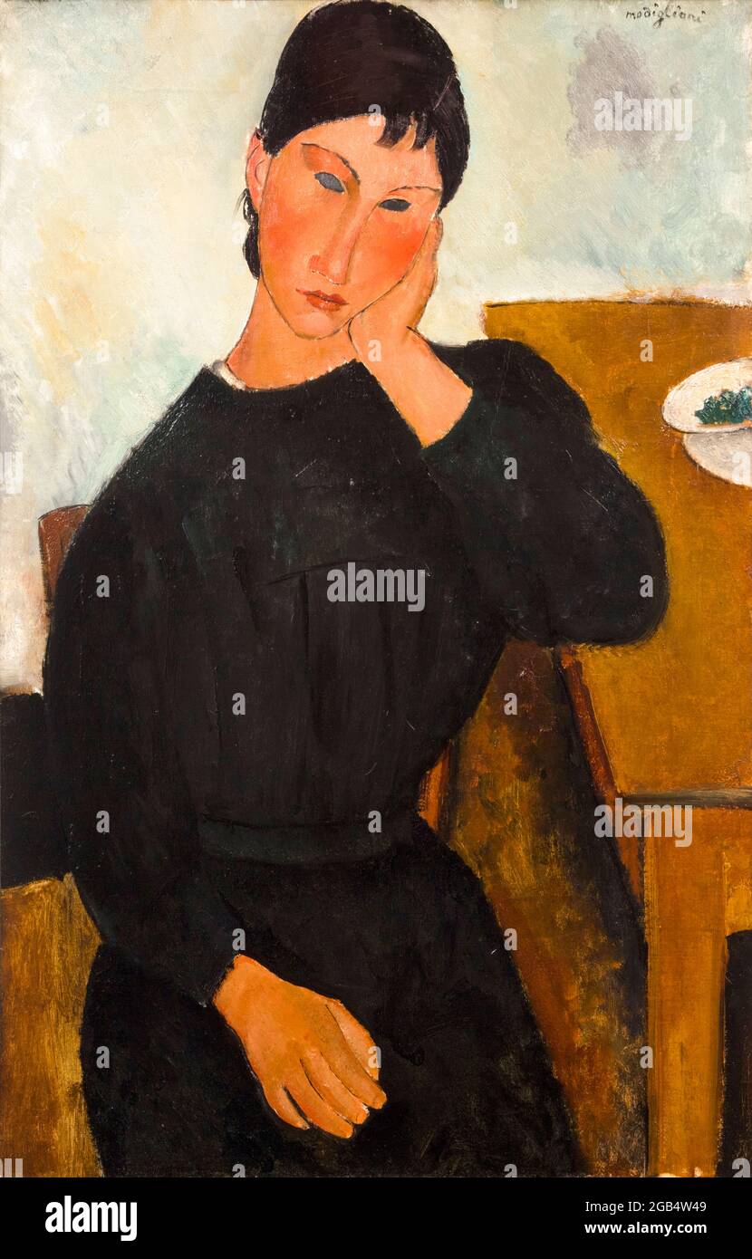 Amedeo Modigliani, Elvira Resting at a Table, portrait painting, 1919 ...