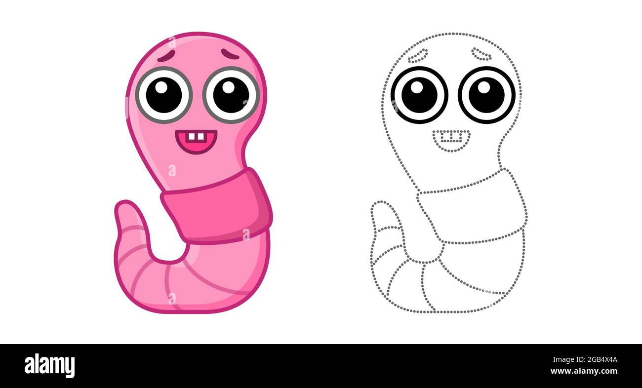 Coloring Insect for children coloring book. Funny worm in a cartoon ...