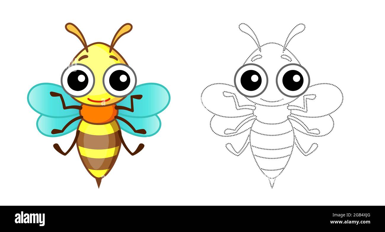 Coloring Insect for children coloring book. Funny bee in a cartoon ...
