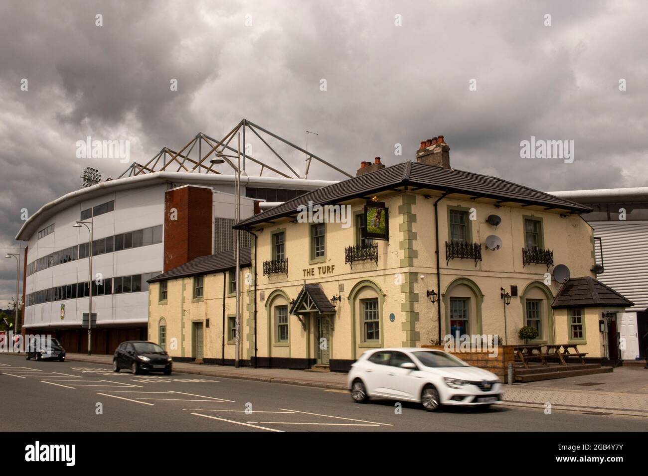 A view of The Turf pub outside Wrexham FC's Racecourse ground on the ...