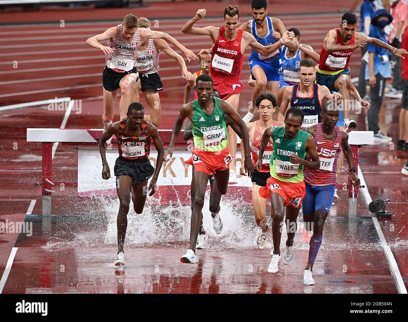 Tokyo, Japan. 2nd Aug, 2021. Lamecha Girma (C) and Getnet Wale (2nd R ...
