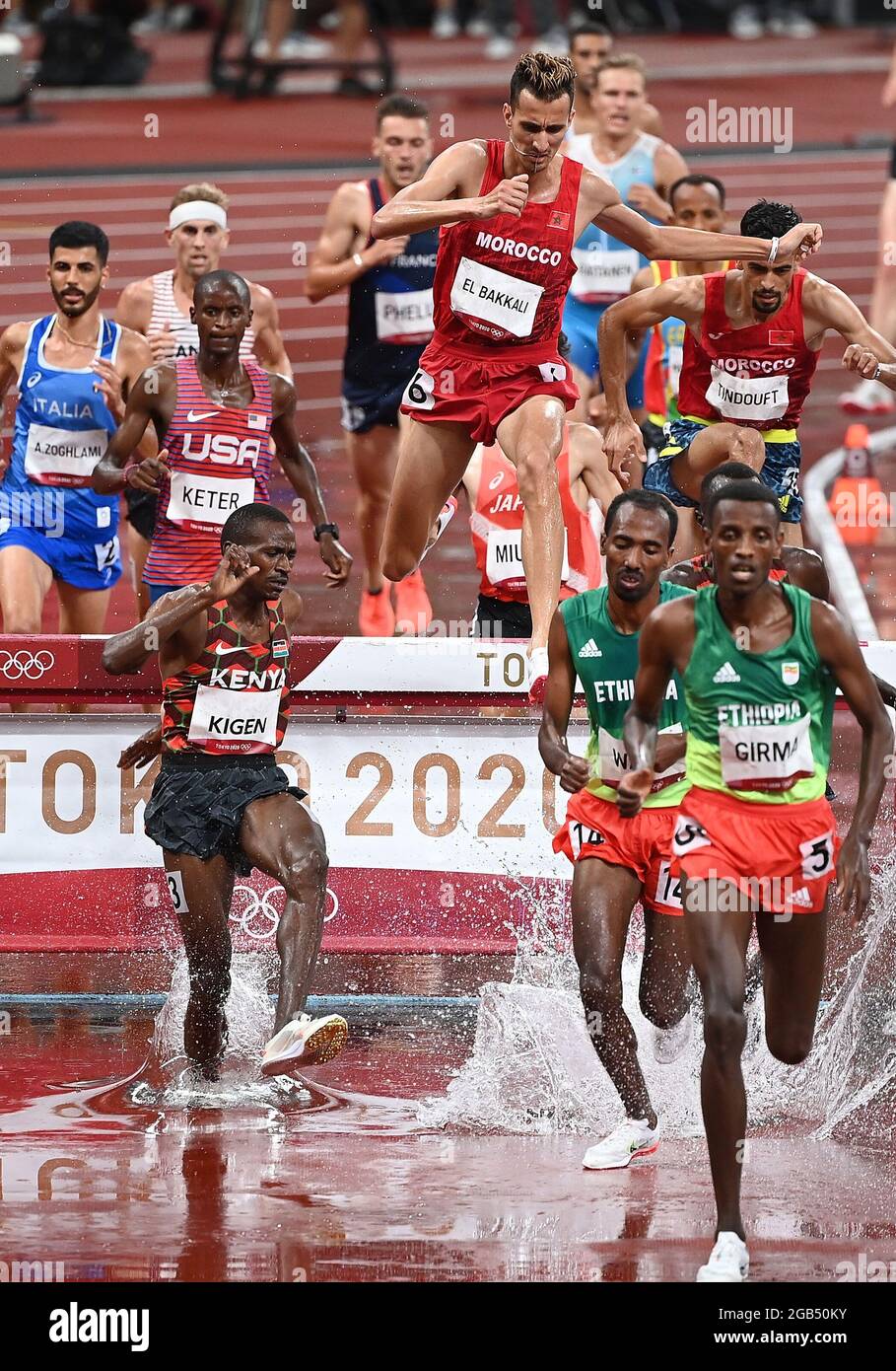 Tokyo, Japan. 2nd Aug, 2021. Soufiane El Bakkali (C) of Morocco and ...