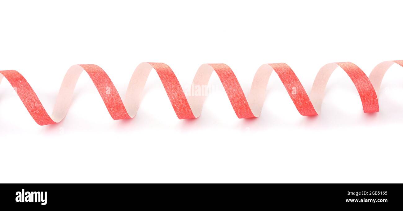 red streamer isolated on white Stock Photo - Alamy