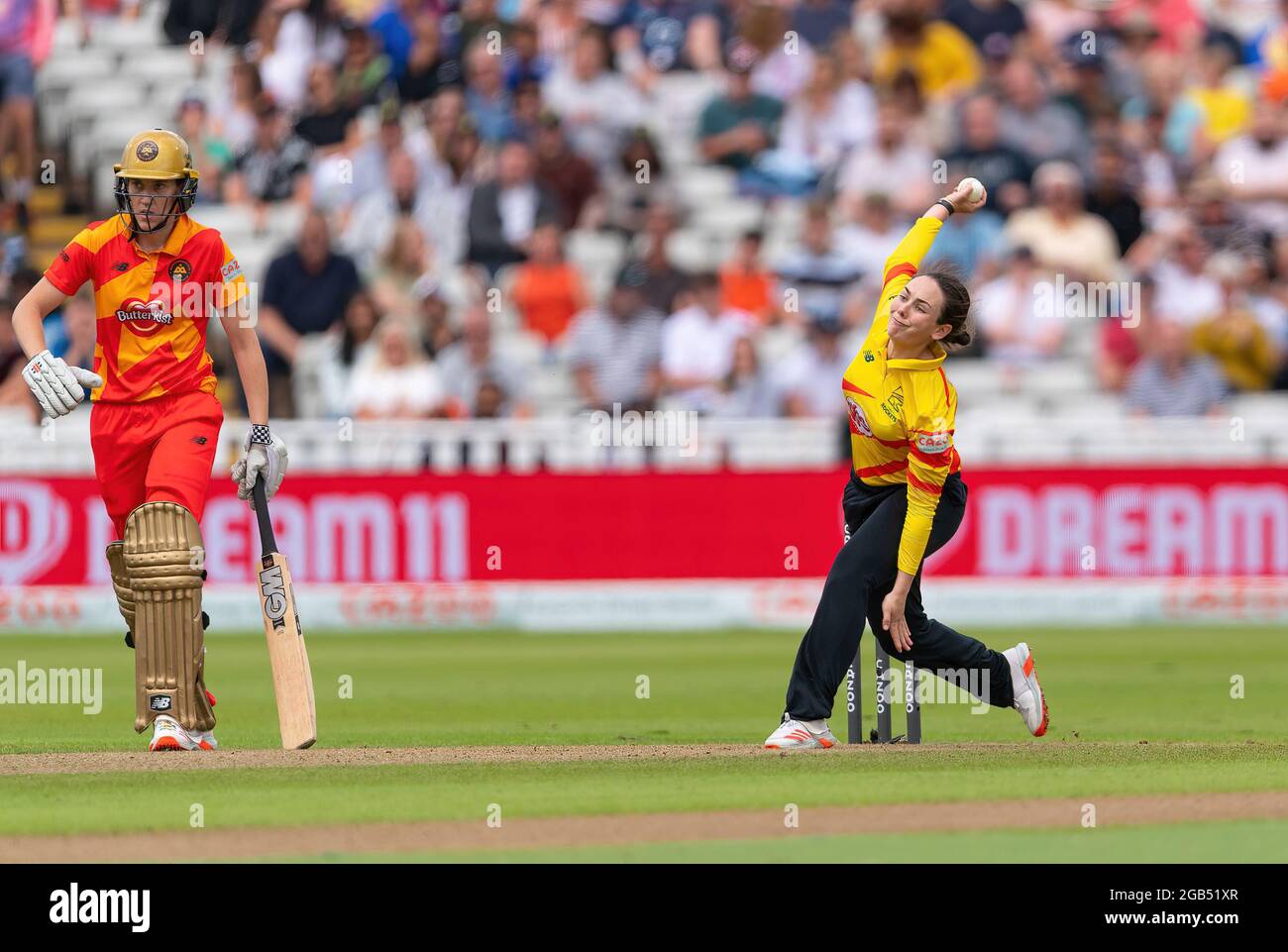 Heather Graham of Trent Rockets bowling against Birmingham Phoenix in ...