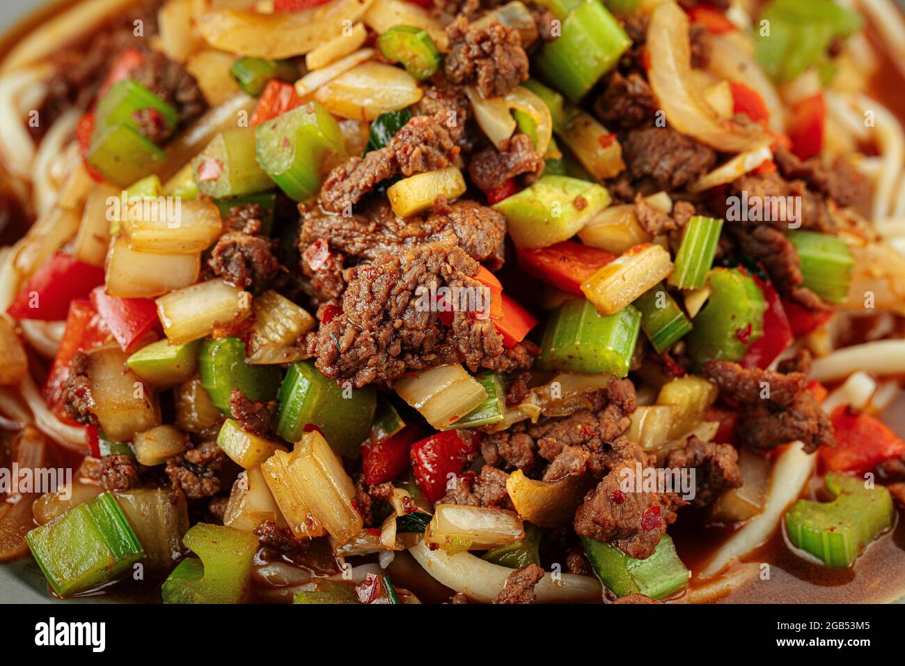 Closeup on uyghur dish suiru lagman noodle texture Stock Photo - Alamy