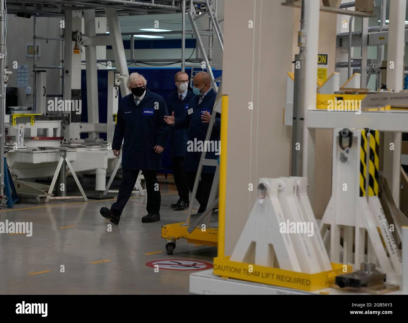 Prime Minister Boris Johnson (left) during a visit to the Airbus ...