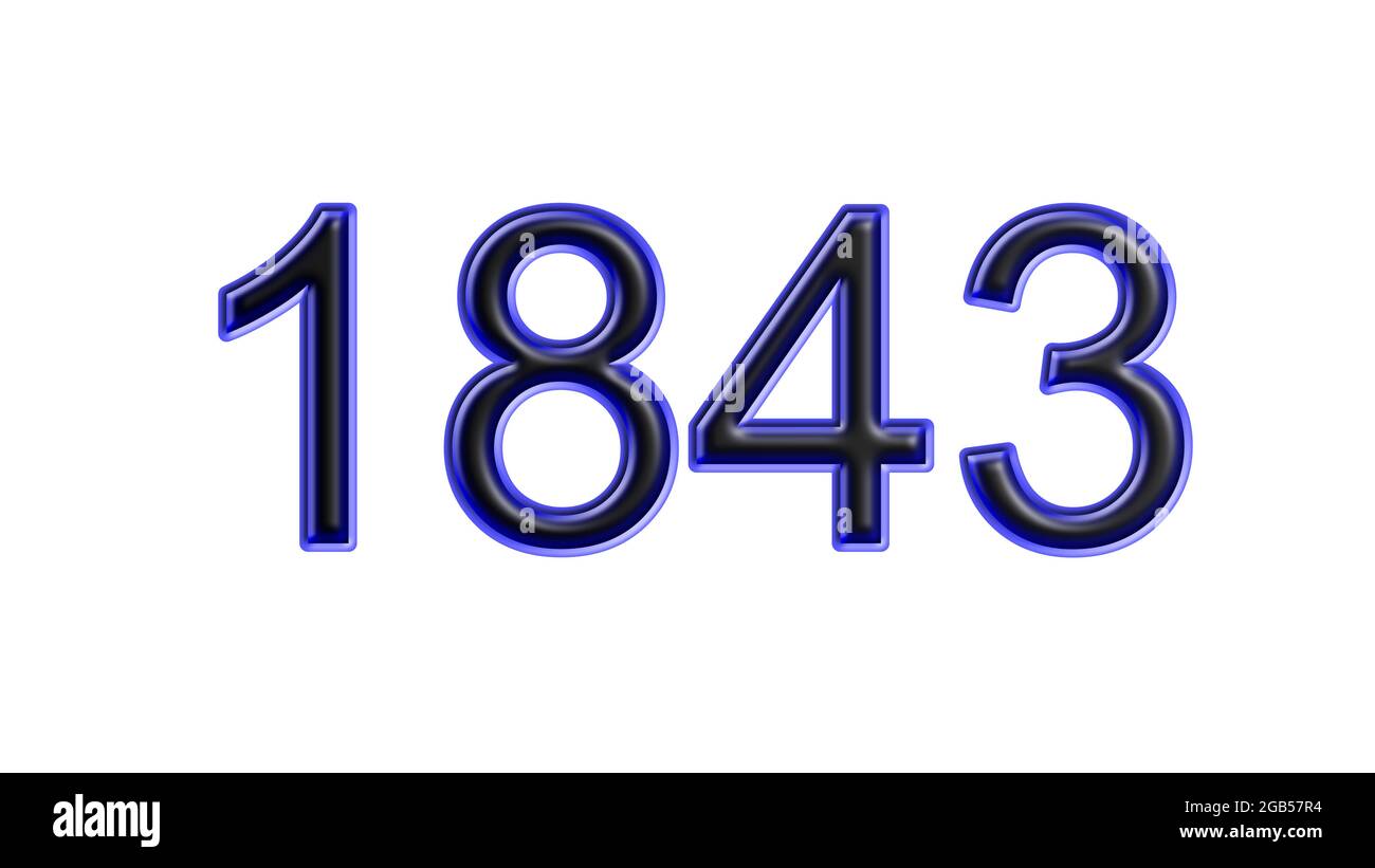 blue 1843 number 3d effect white background Stock Photo - Alamy