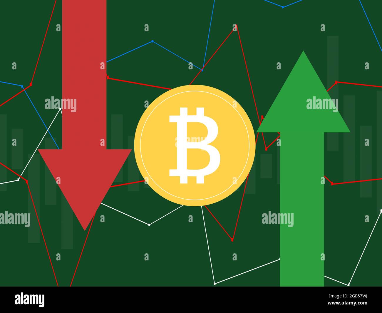 Bitcoin on multicolored metrics and charts on multicolored backgrounds ...