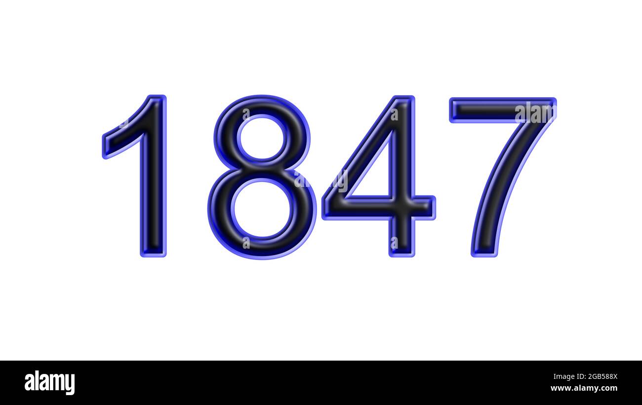 blue 1847 number 3d effect white background Stock Photo - Alamy