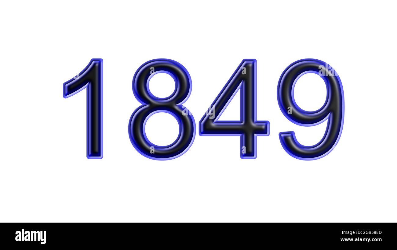 blue 1849 number 3d effect white background Stock Photo - Alamy