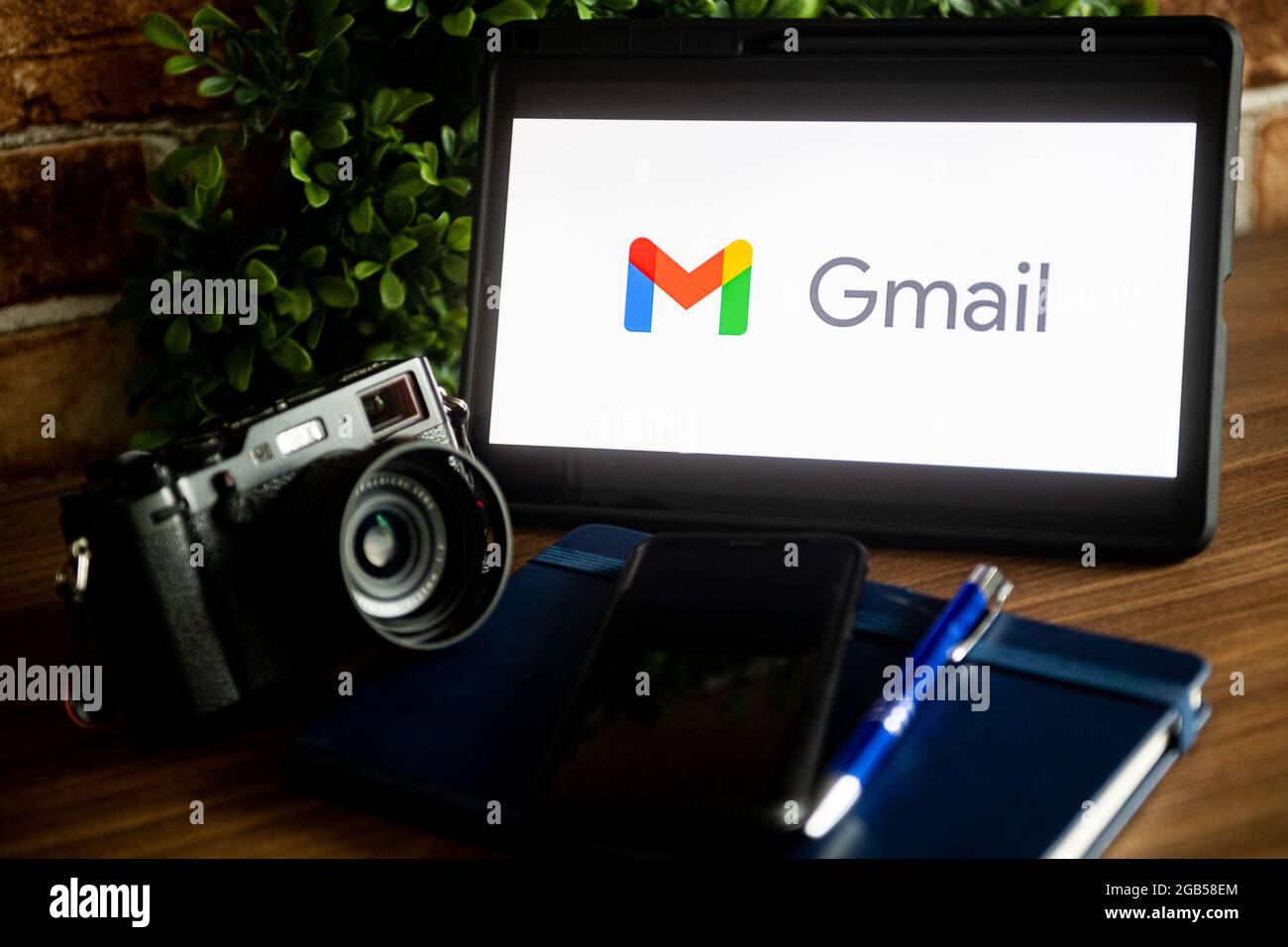 In this photo illustration a Google Gmail logo seen displayed on a ...