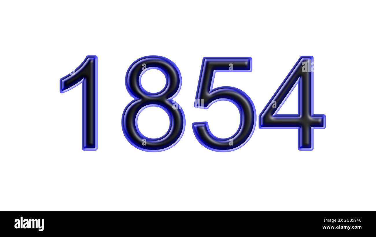 blue 1854 number 3d effect white background Stock Photo - Alamy