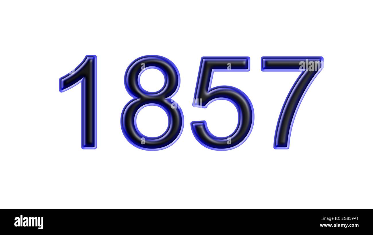 blue 1857 number 3d effect white background Stock Photo - Alamy