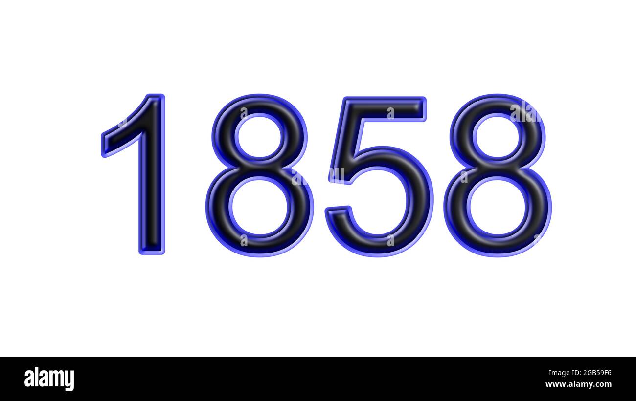 blue 1858 number 3d effect white background Stock Photo - Alamy