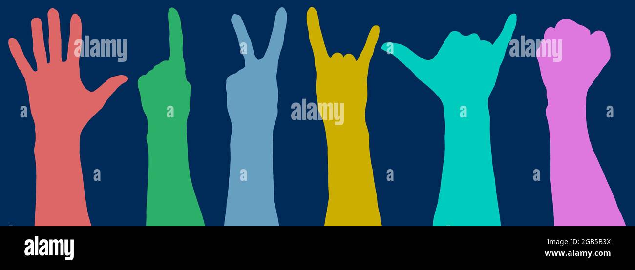 colored hands on a colorful background Stock Photo - Alamy