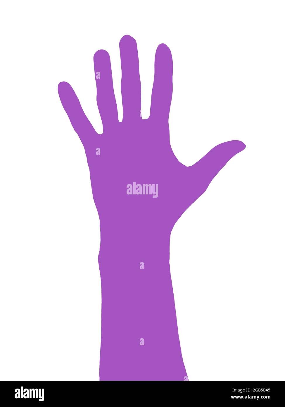 purple hand on white background, isolated, paint Stock Photo - Alamy