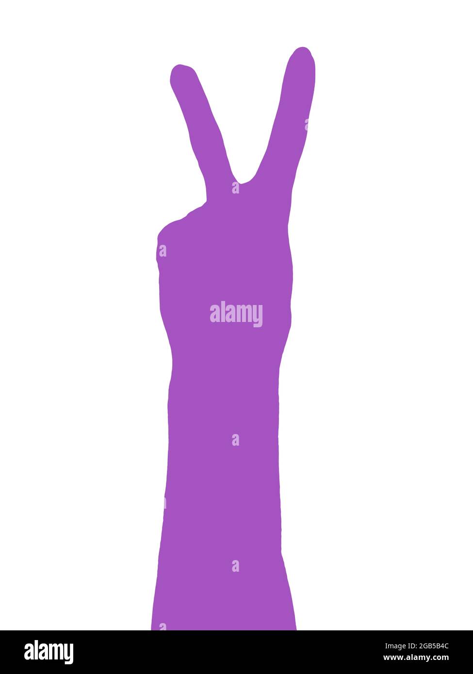 purple hand on white background, isolated, paint Stock Photo - Alamy