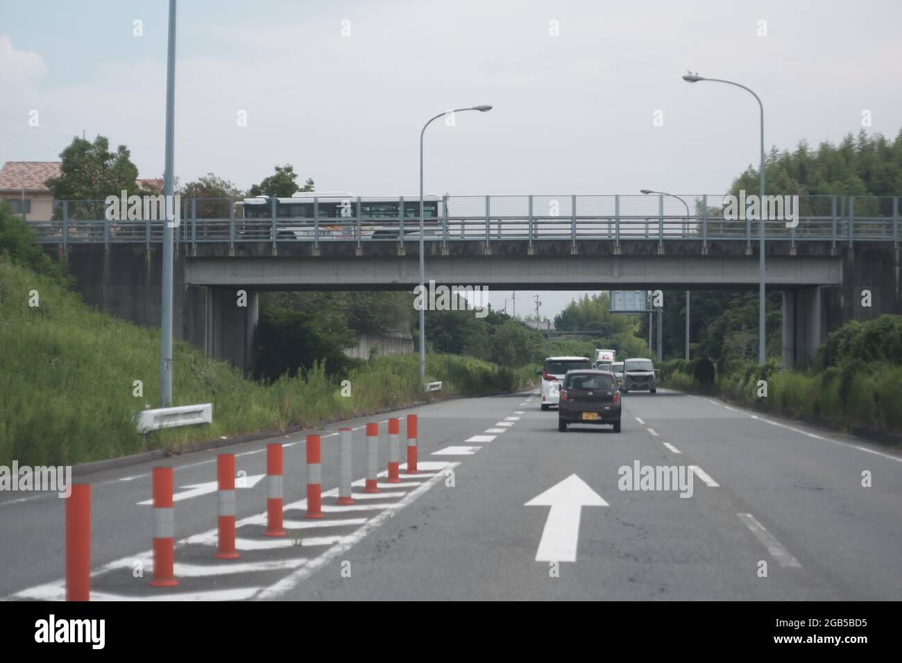 A Bus on a Road Bridge Stock Photo - Alamy
