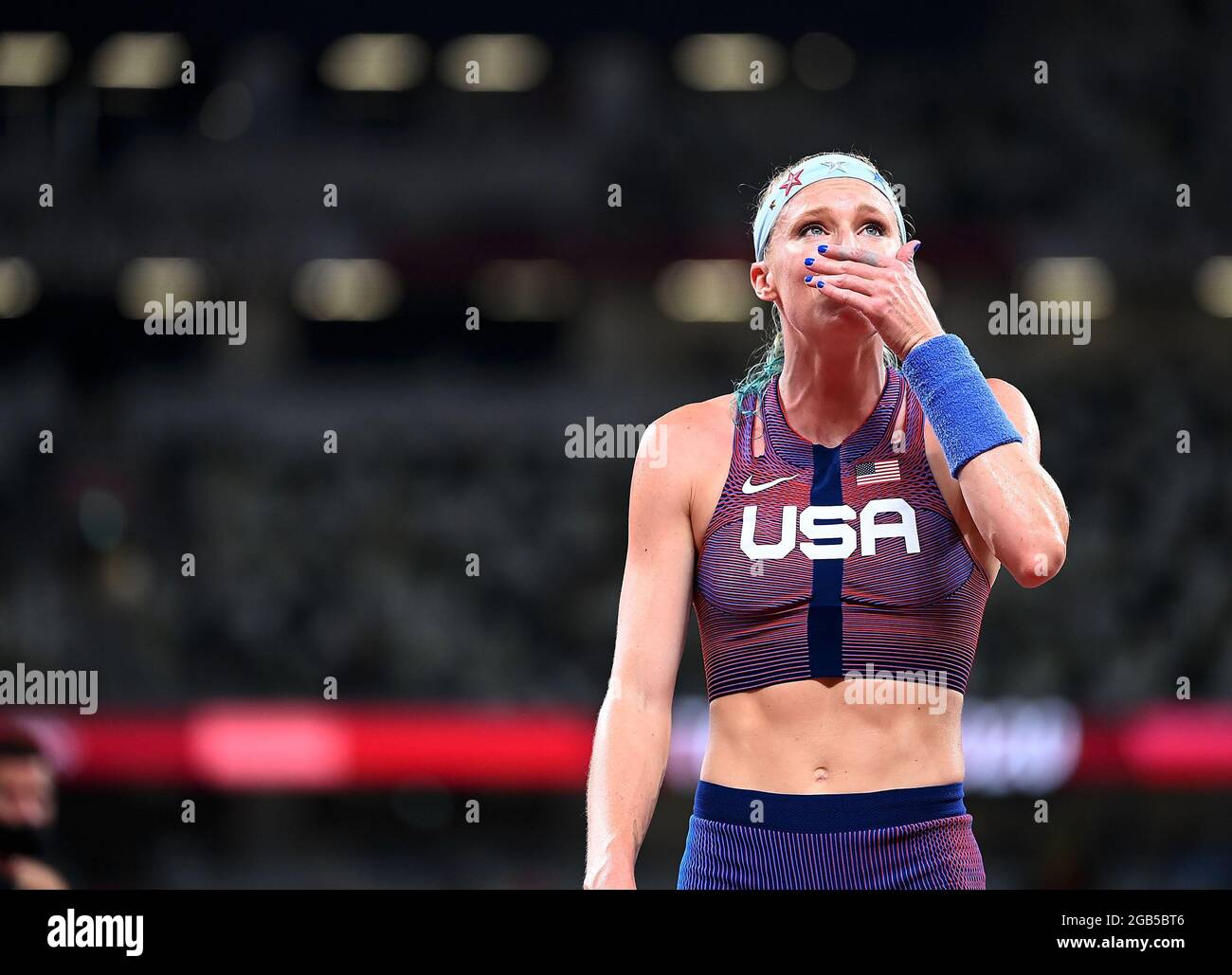 Tokyo, Japan. 2nd Aug, 2021. Sandi Morris of the United States reacts ...