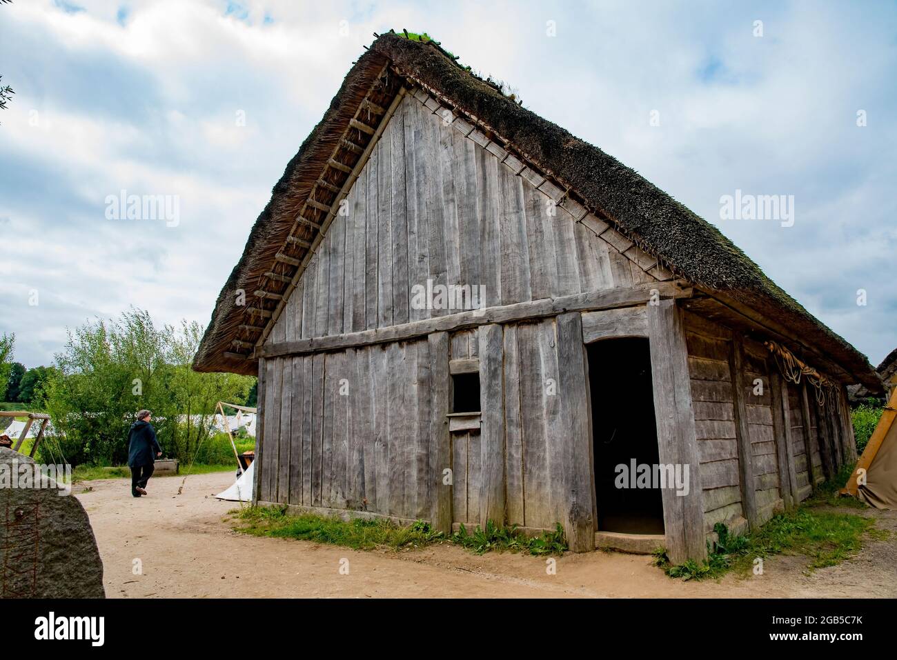 Reconstructed Viking thatched house on the basis of archaeological ...