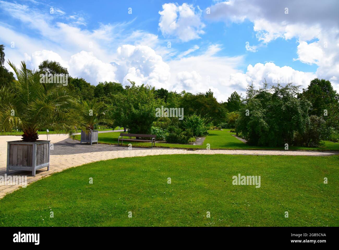 Beautiful public park in Botanic Garden in Kiel town consists numerous ...