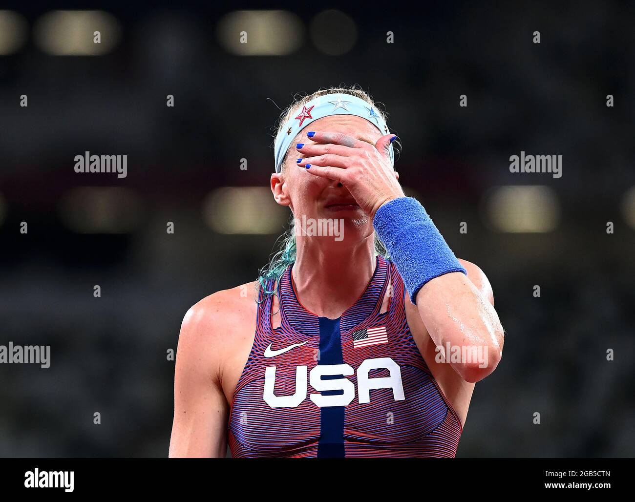 Tokyo, Japan. 2nd Aug, 2021. Sandi Morris of the United States reacts ...