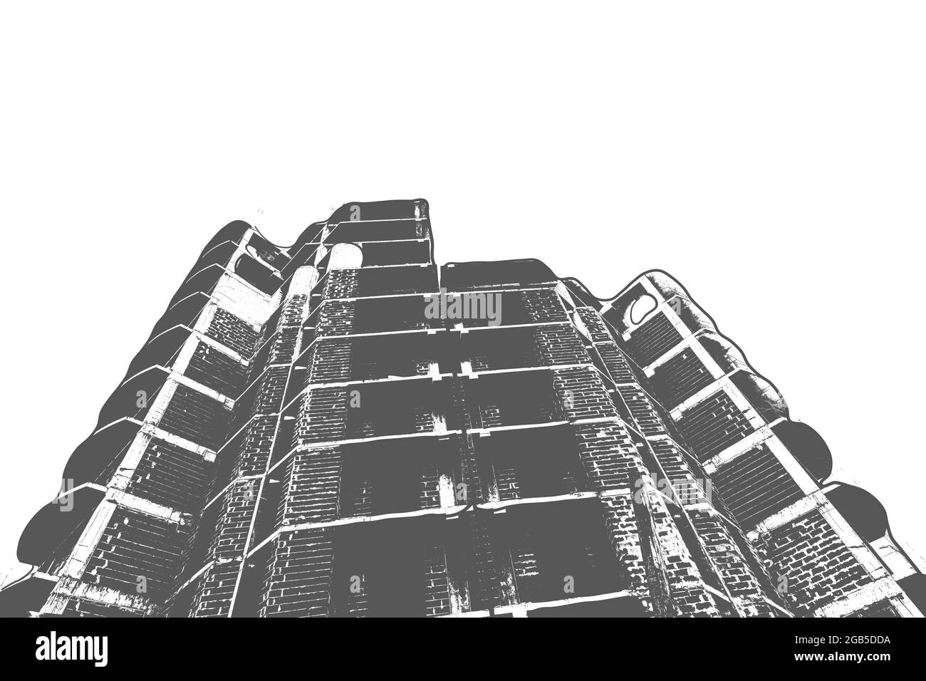 Black and white print of a multi-storey residential building under ...