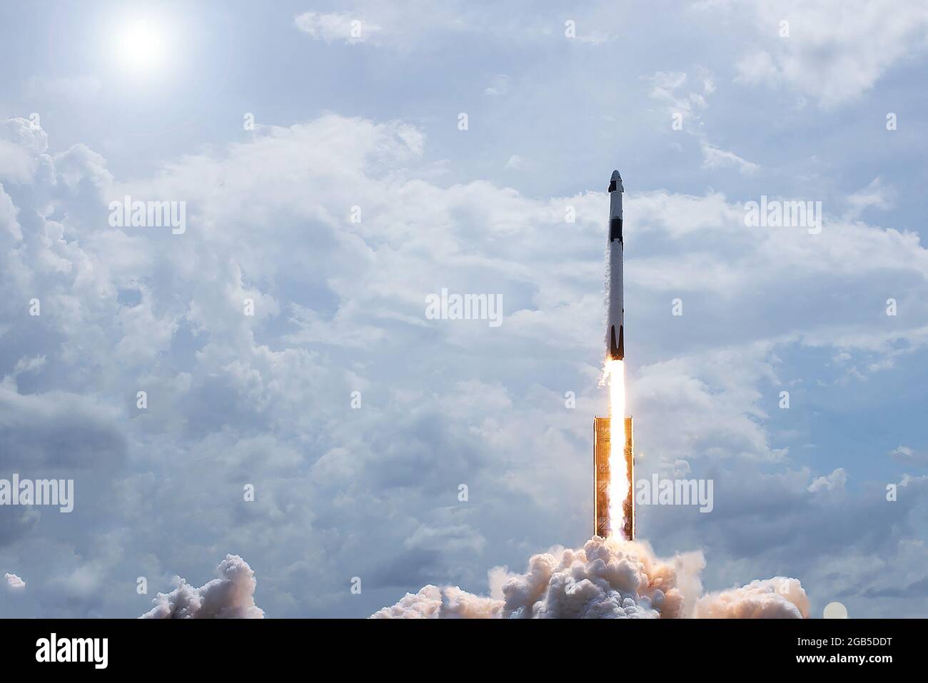 Start of the spaceship. Elements of this image were furnished by NASA ...