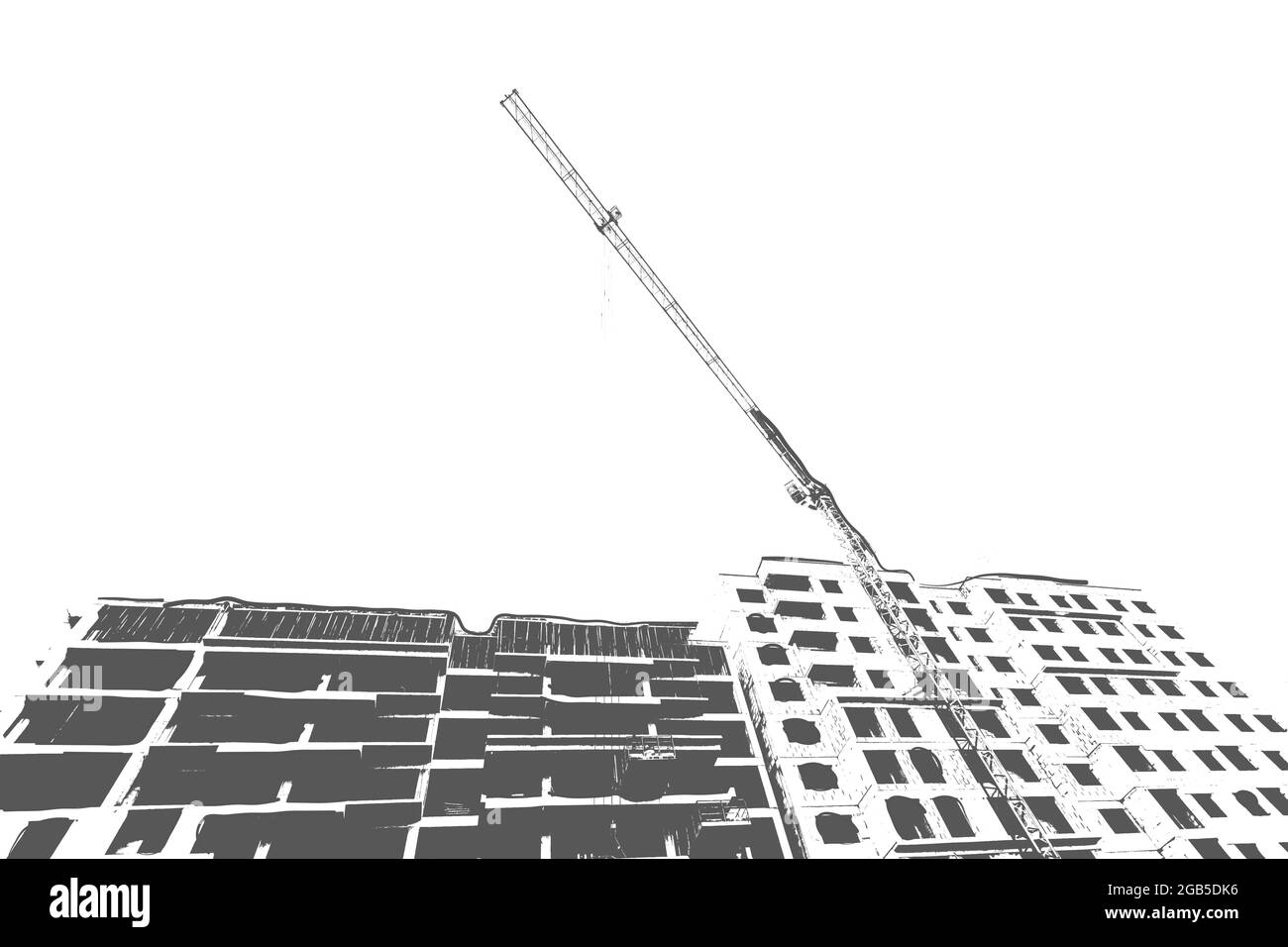 Black and white print of a multi-storey residential building under ...