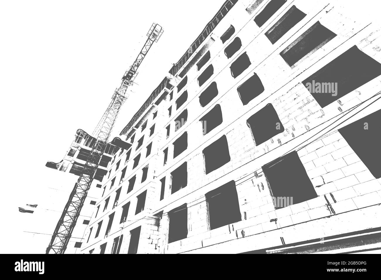 Black and white print of a multi-storey residential building under ...