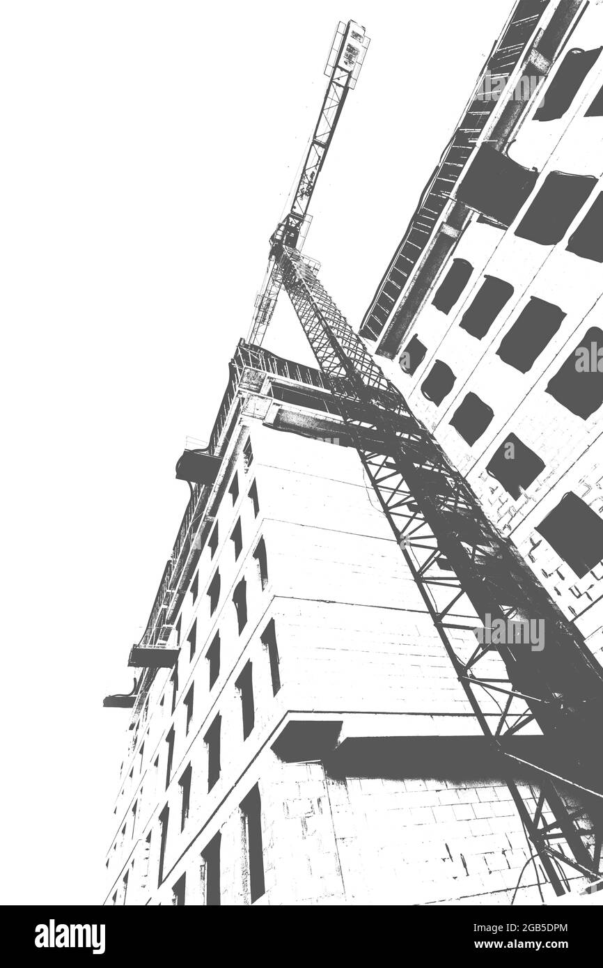 Black and white print of a multi-storey residential building under ...