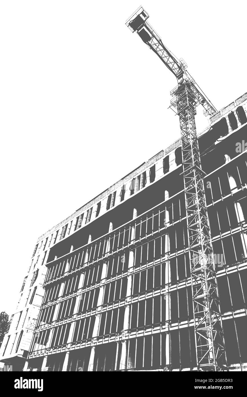 Black and white print of a multi-storey residential building under ...