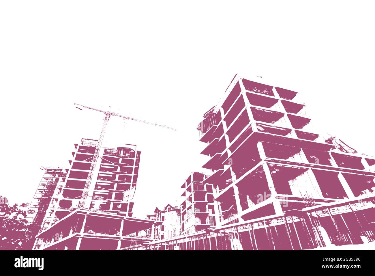 red print of a multi-storey residential building under construction and ...