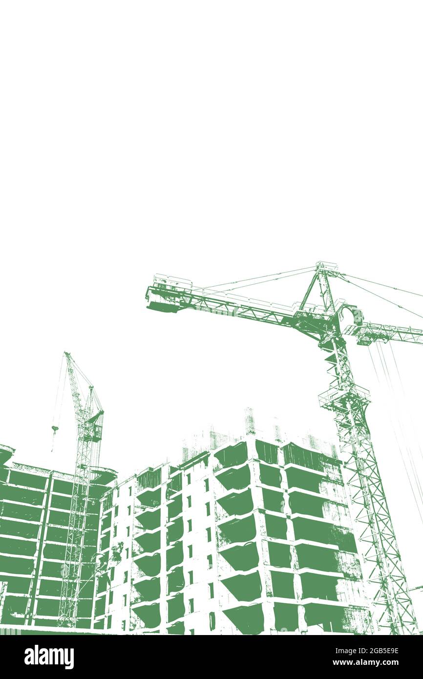 green print of a multi-storey residential building under construction ...