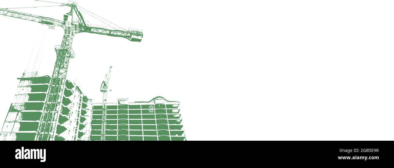 green print of a multi-storey residential building under construction ...