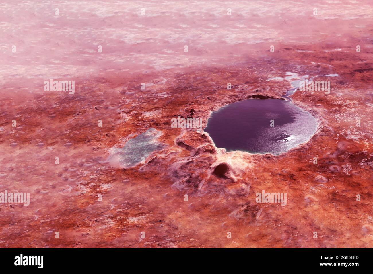 Lake with water on Mars. Elements of this image were furnished by NASA ...