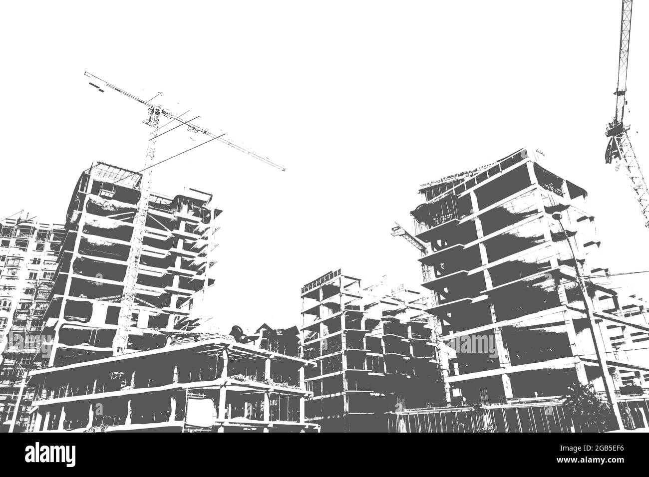 Black and white print of a multi-storey residential building under ...