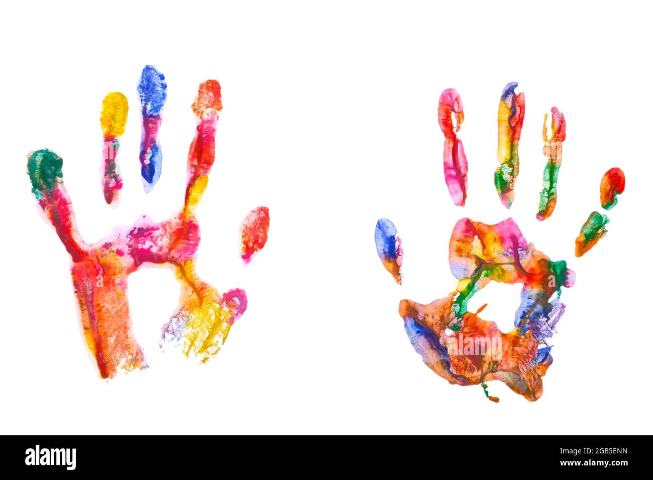 Color hand prints isolated on white Stock Photo - Alamy
