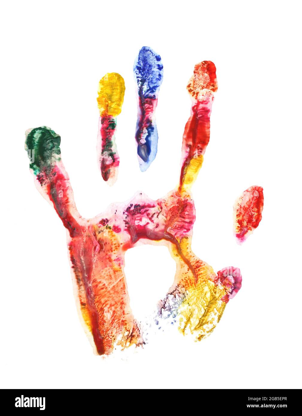 Color hand print isolated on white Stock Photo - Alamy