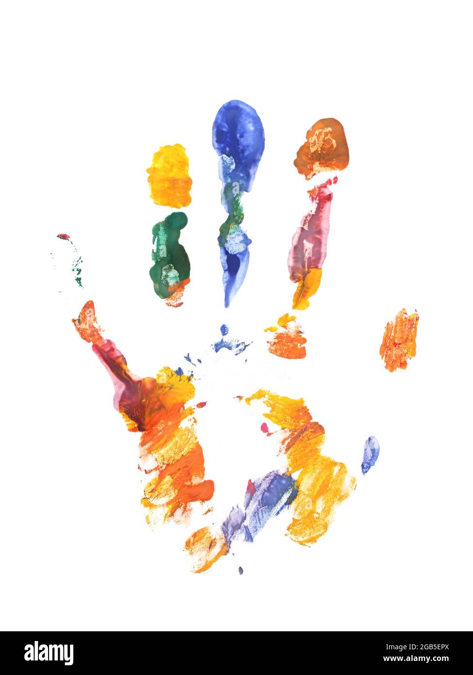 Color hand print isolated on white Stock Photo - Alamy