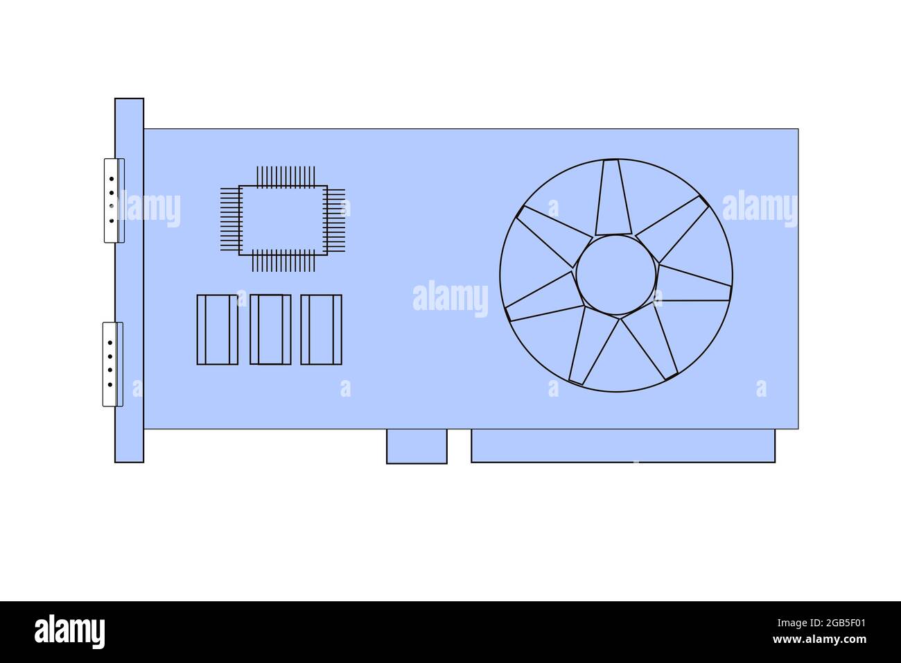 illustration of blue GPU on white background Stock Photo - Alamy