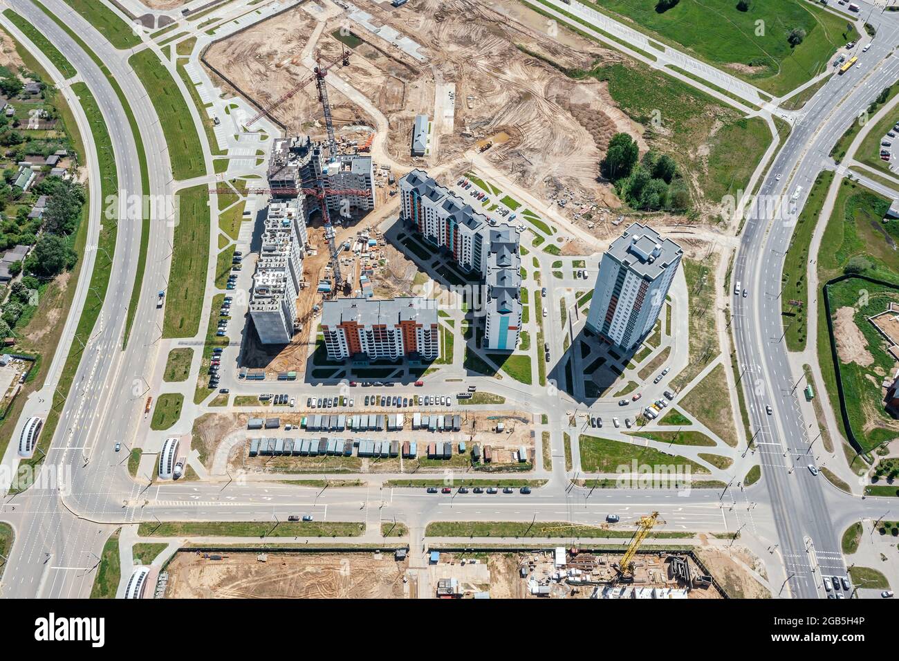 new residential district under construction. development of city ...